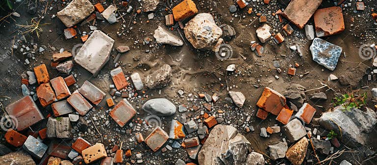 Scattered Bricks on the Ground Stock Image - Image of pavement, gray ...