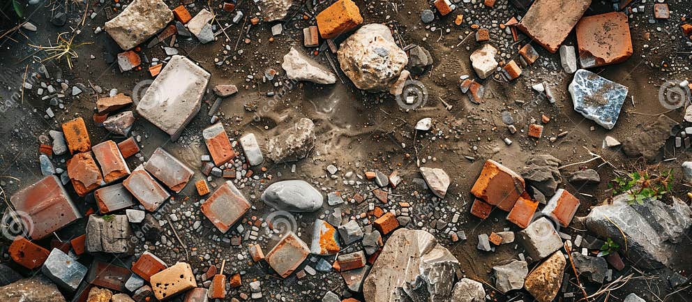 Scattered Bricks on the Ground Stock Image - Image of pavement, gray ...