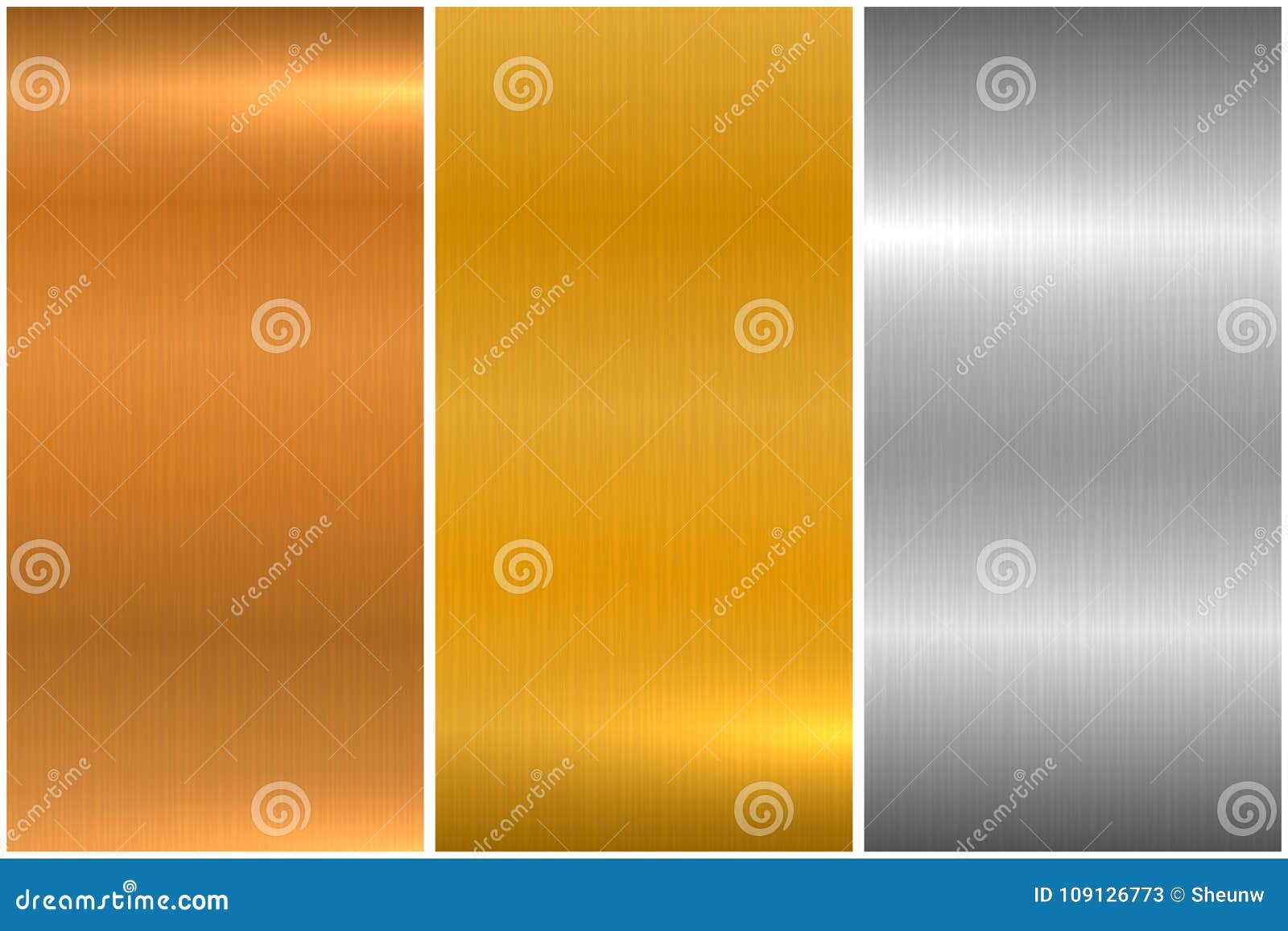 Collection of Bright Brushed Metallic Textures. Shiny Polished Metal ...