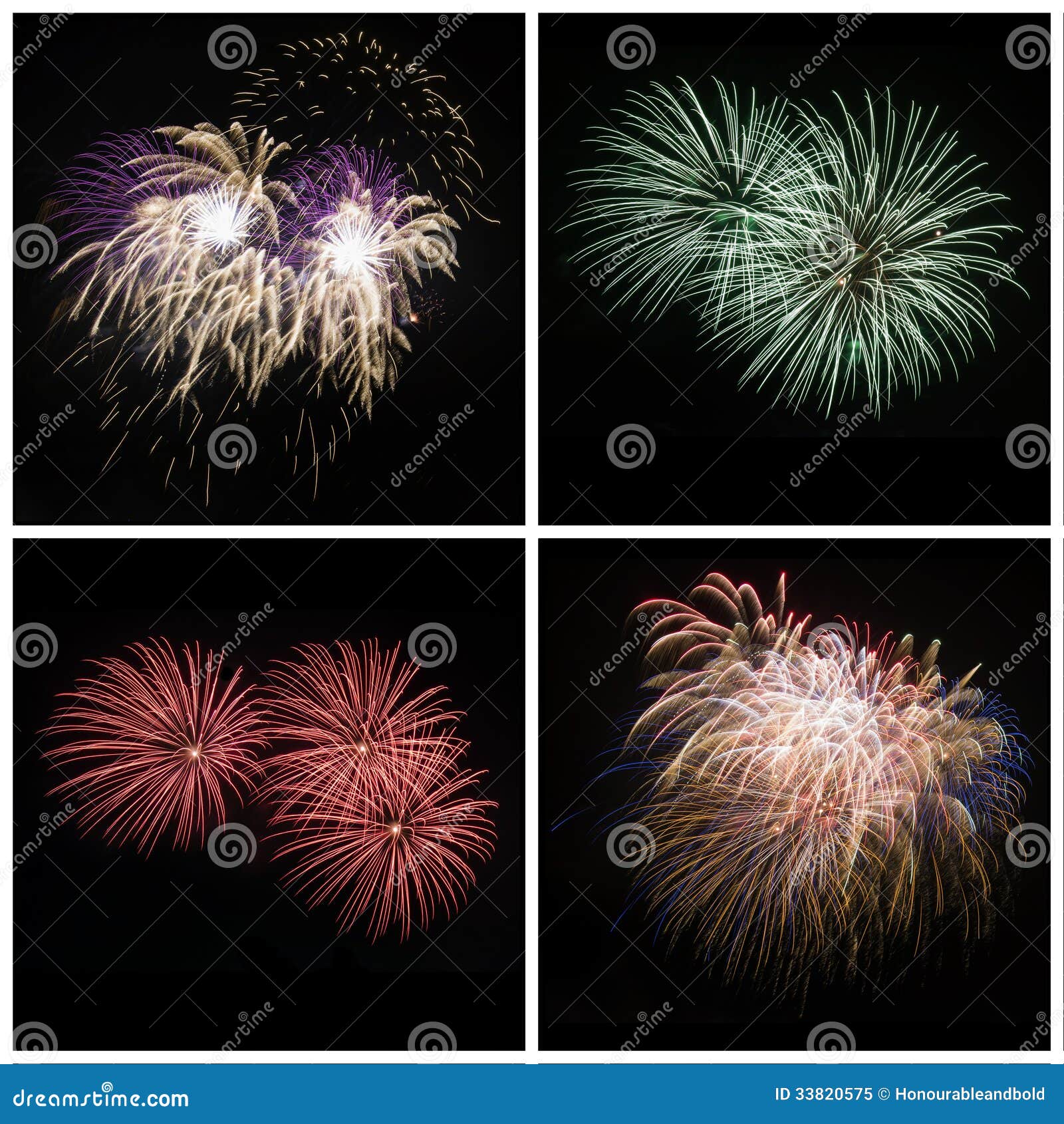 Collection of Bright Colorful Firework Burst Explosions on Black Stock ...