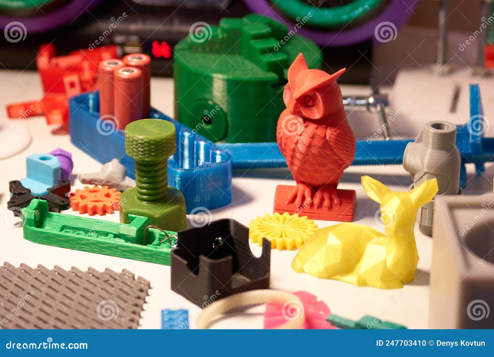 Variety Of Plastic Products Manufactured By 3D Printing. Royalty-Free ...