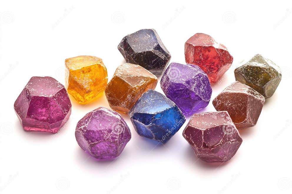 A Collection of Brightly Colored Rocks Arranged on a White Surface ...