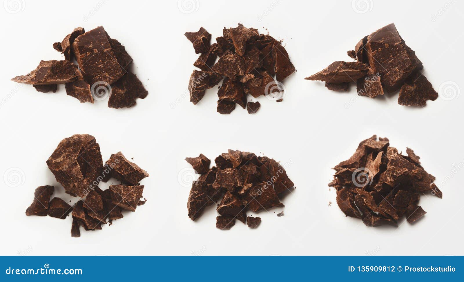 Collection of Broken Chocolate Pieces on White Background Stock Photo ...
