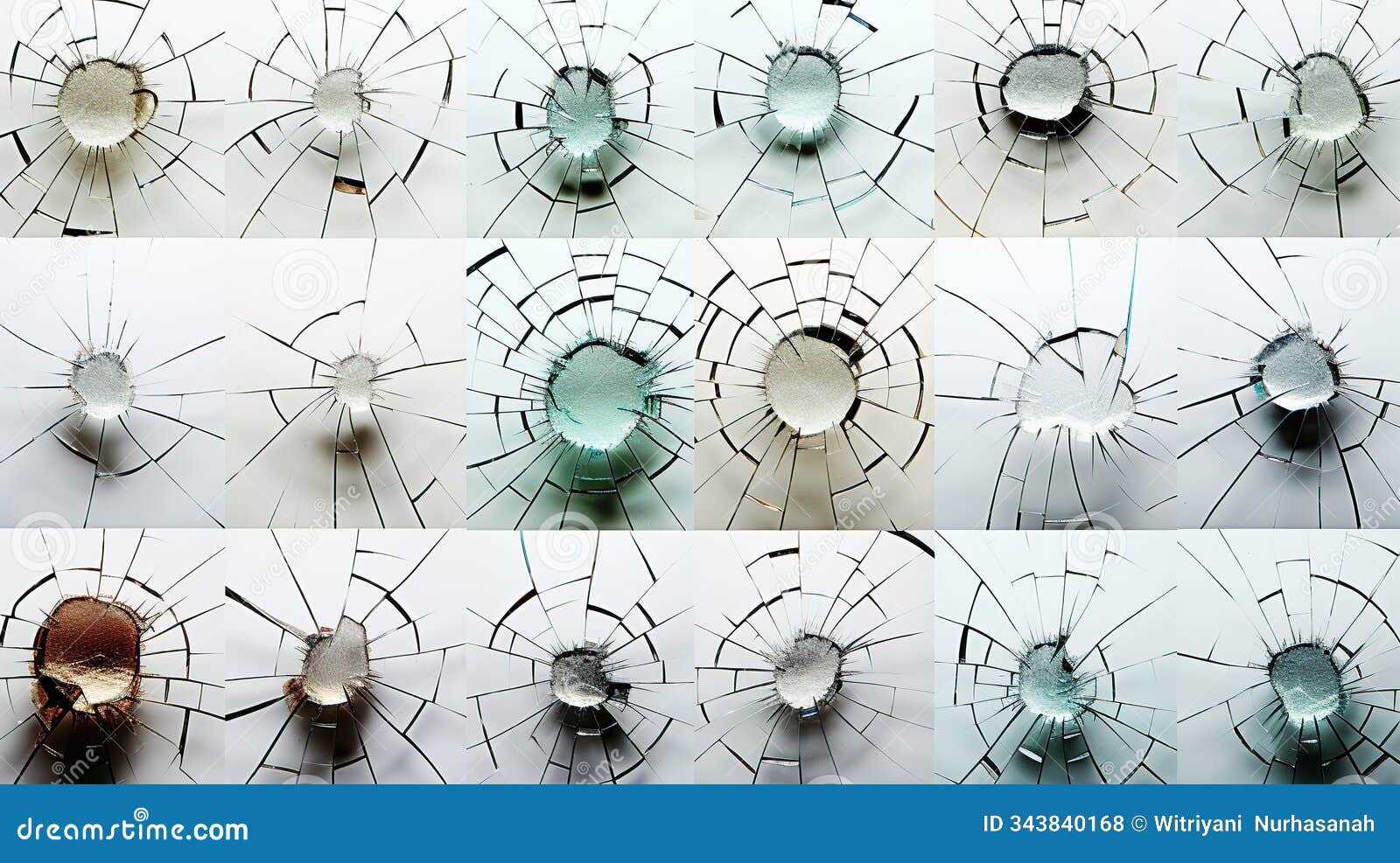 A Collection of 18 Broken Glass Windows with Various Shapes and Sizes ...