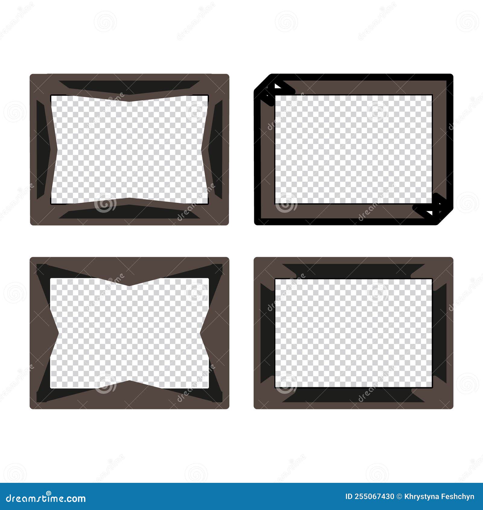 Set of Brown Photo Frames with Transparent Middle Stock Vector ...