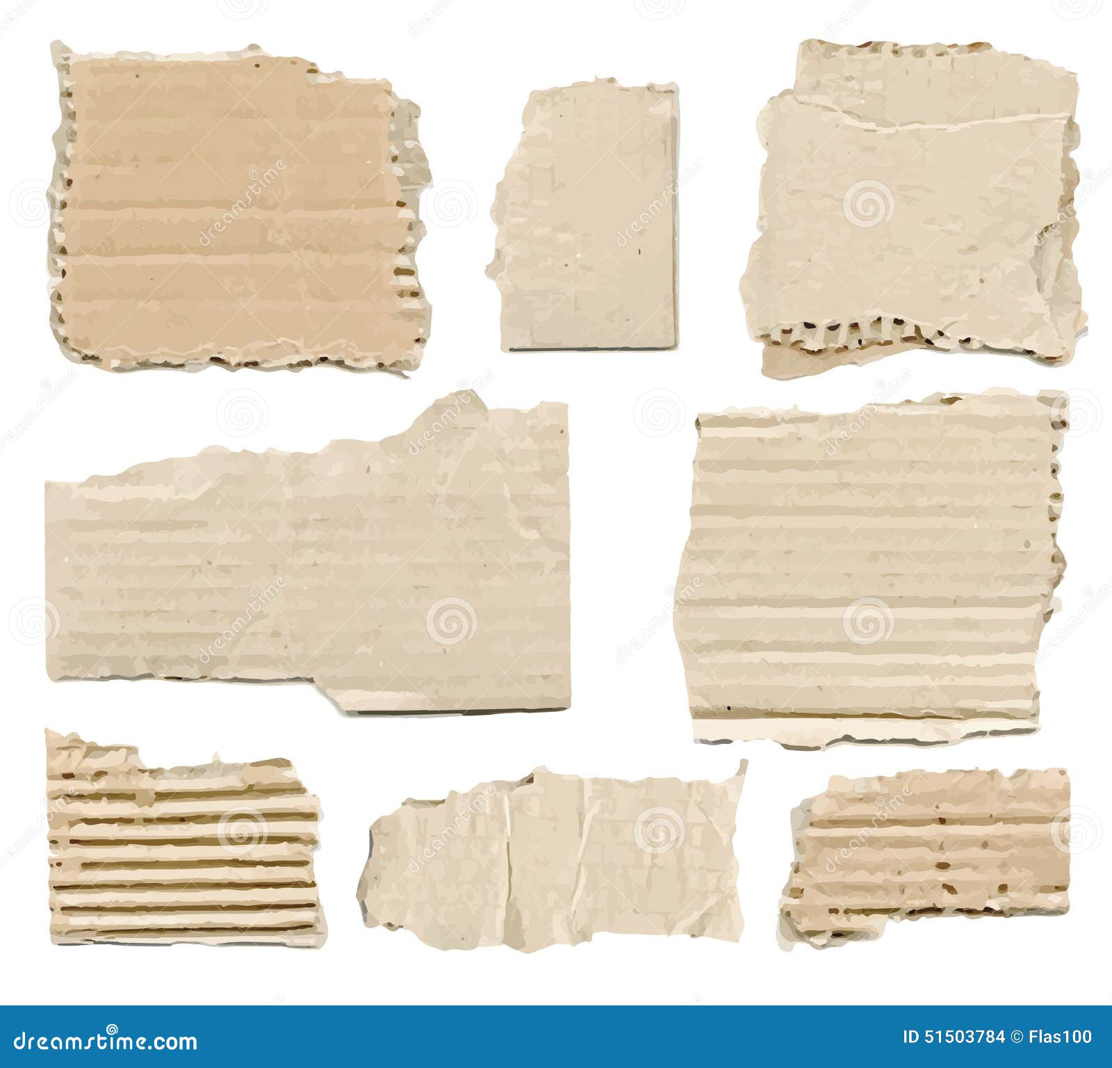 Collection of Brown Torn Paper Pieces Stock Vector - Illustration of ...
