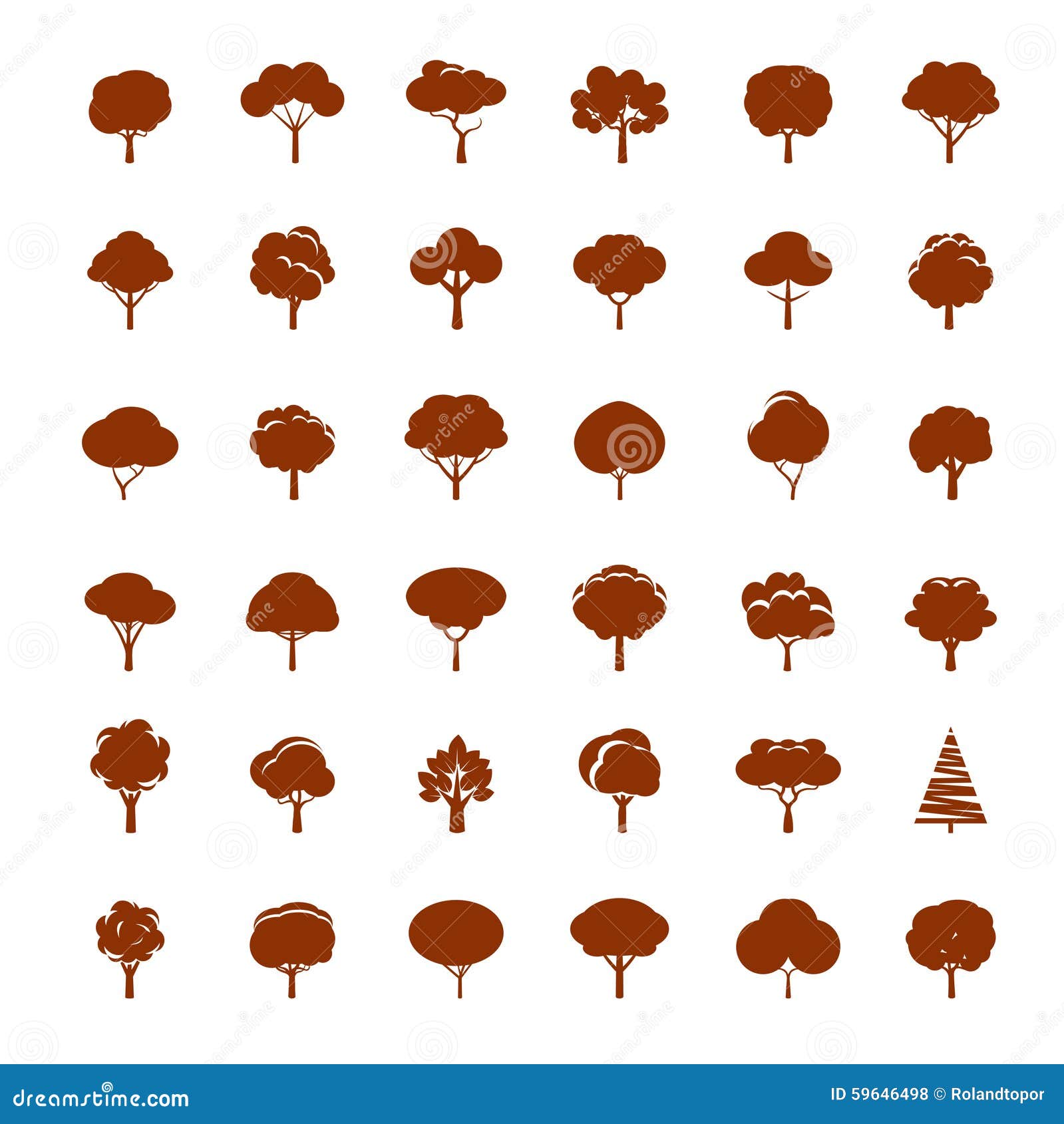 Collection of Brown Trees. stock vector. Illustration of biology - 59646498