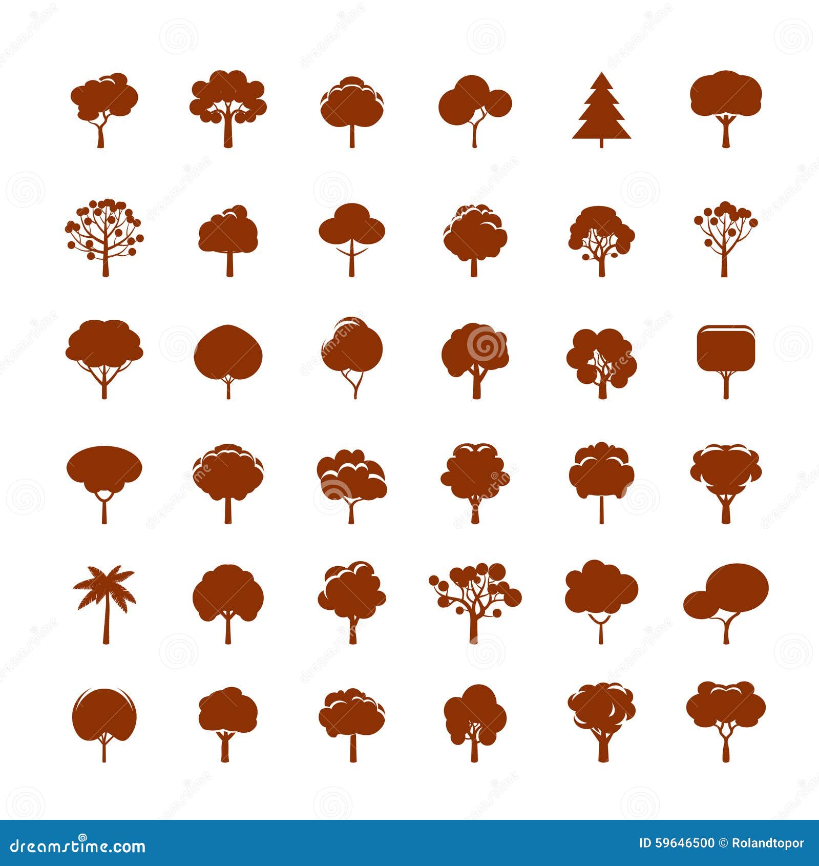 Collection of Brown Trees. stock vector. Illustration of botanic - 59646500