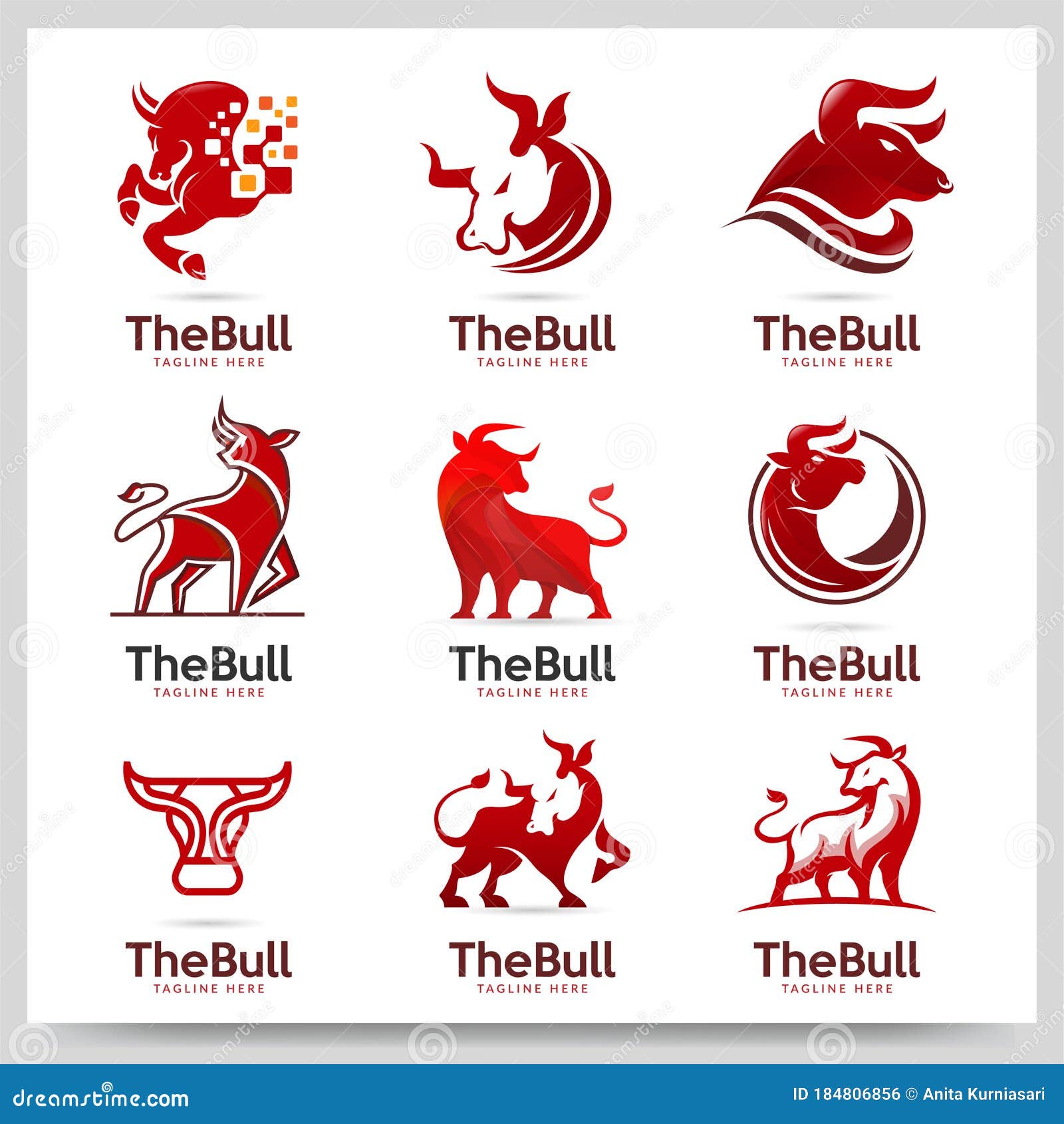 Collection of Bull Logo Design. Graphic Design Element Stock Vector ...