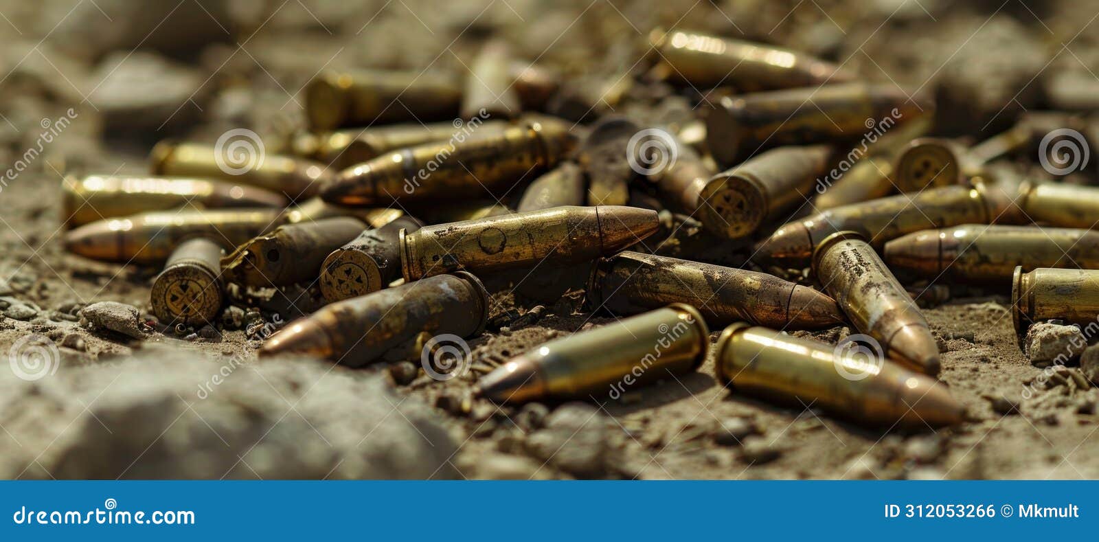Scattered Bullet Shells on Ground Stock Photo - Image of casings ...