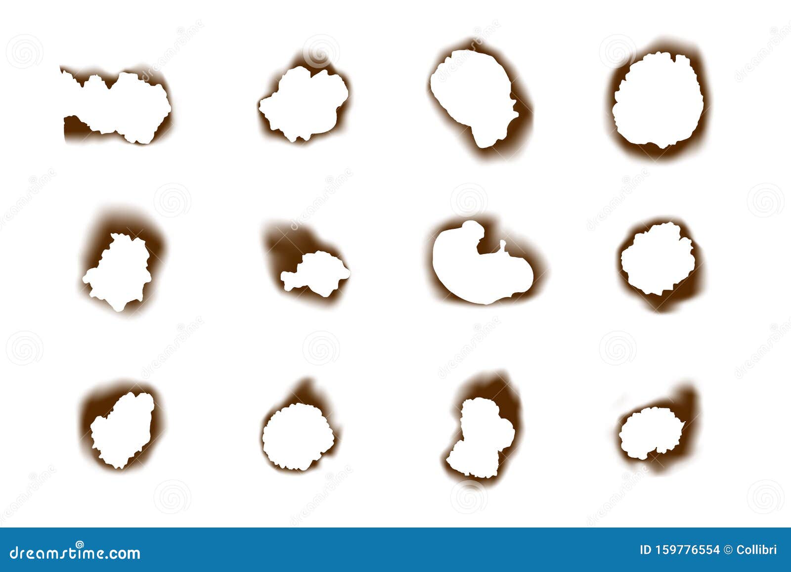 Paper Holes With Realistic Burnt Effect And Fire Flame. Burning Torn ...