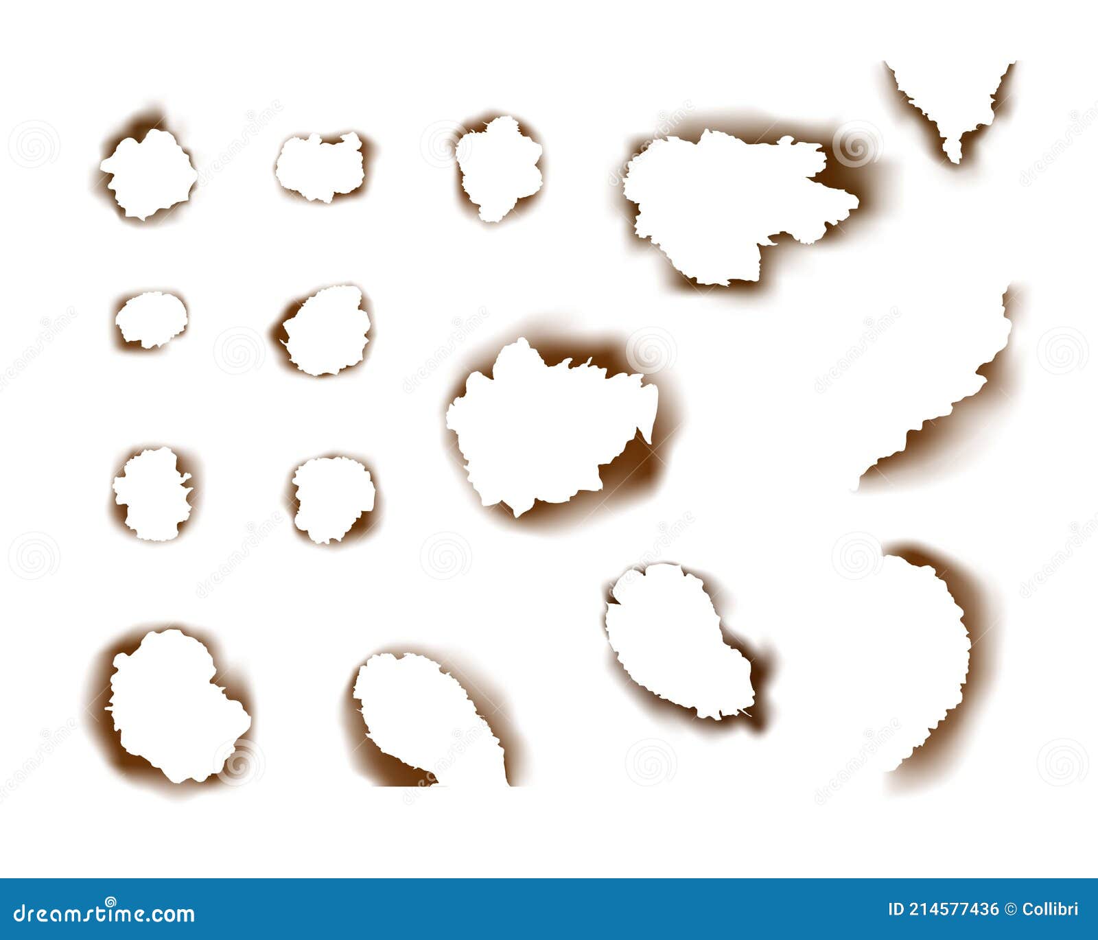 Paper Holes With Realistic Burnt Effect And Fire Flame. Burning Torn ...
