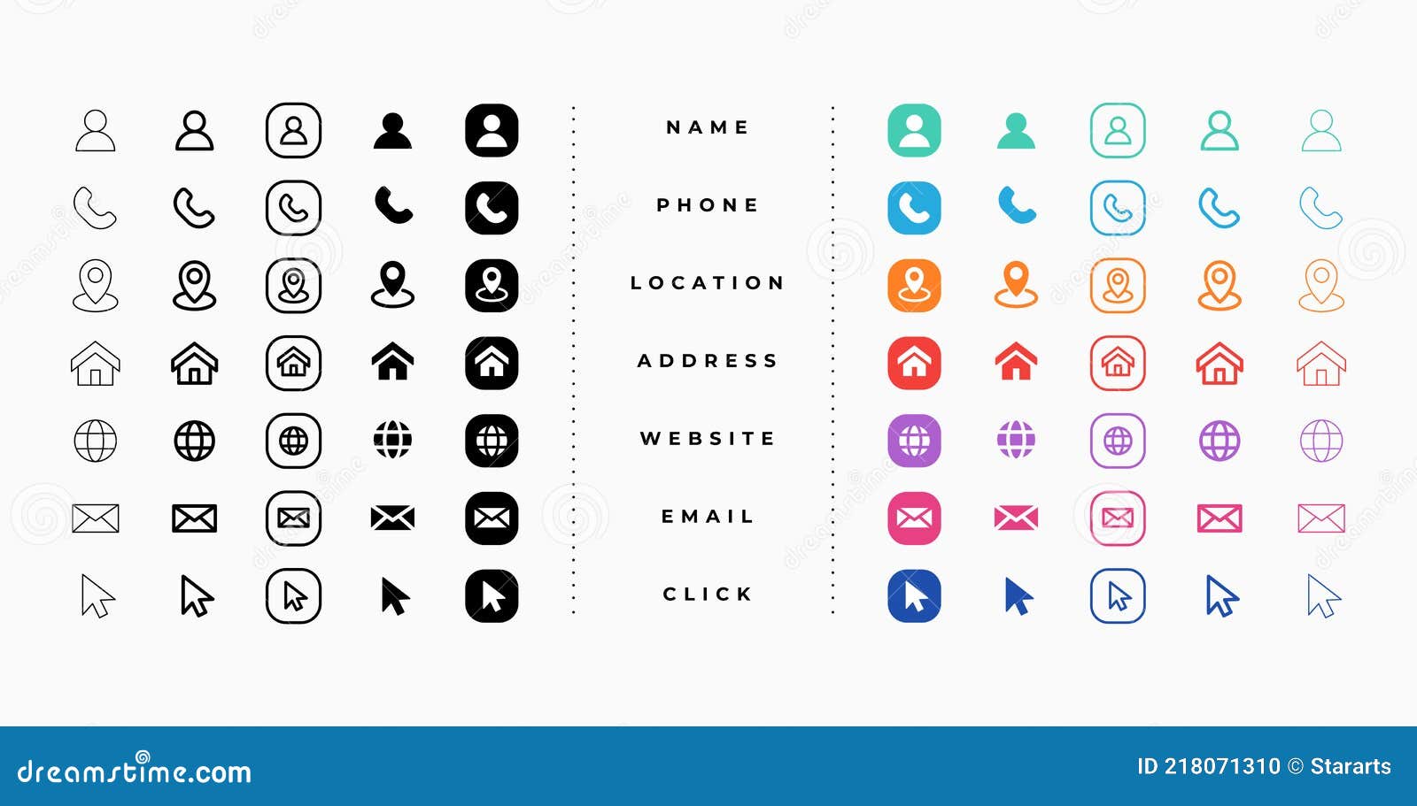 Collection of Business Card Icons in Various Styles Stock Vector ...