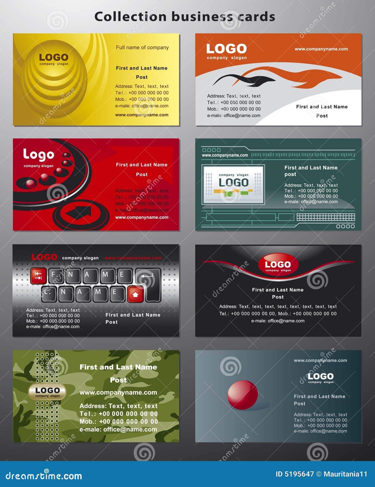 Collection business cards stock vector. Illustration of abstract - 5195647