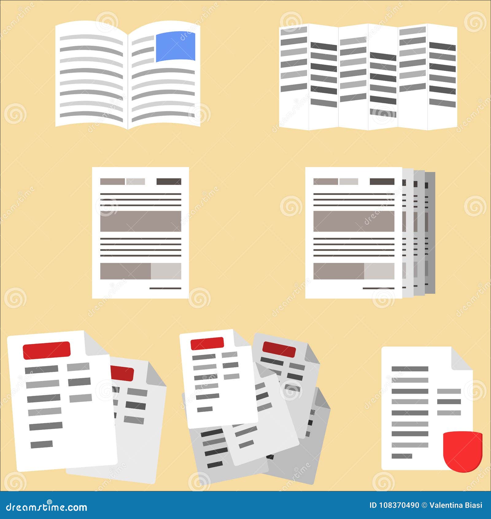Collection of Business Documents, Flyer, Folder and Contracts Stock ...