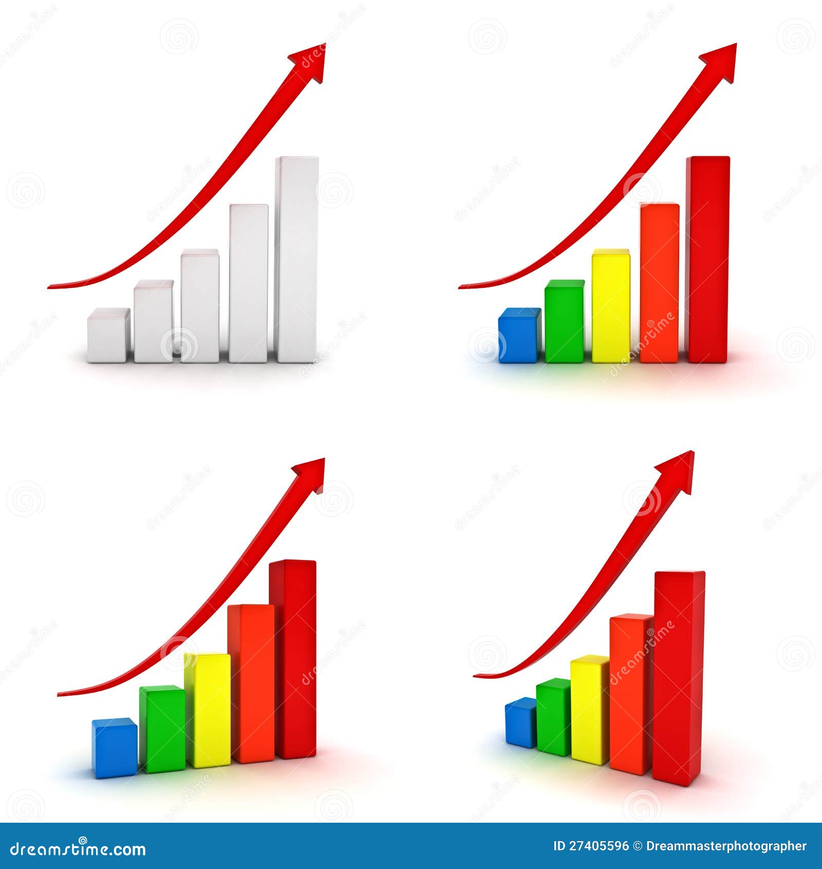 Collection of Business Graphs with Red Arrow Stock Illustration ...