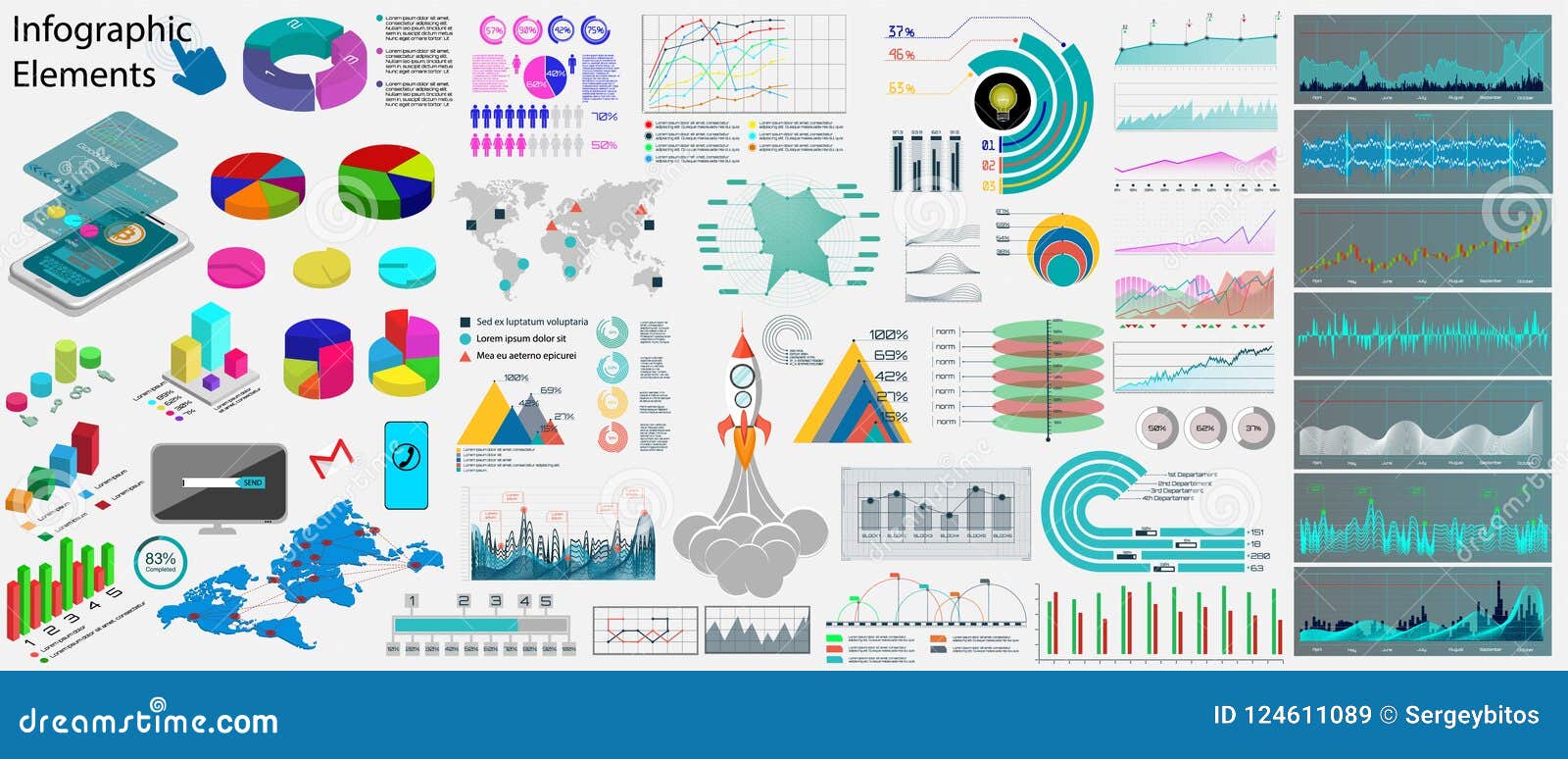 Collection Business Infographics Elements Stock Vector - Illustration ...