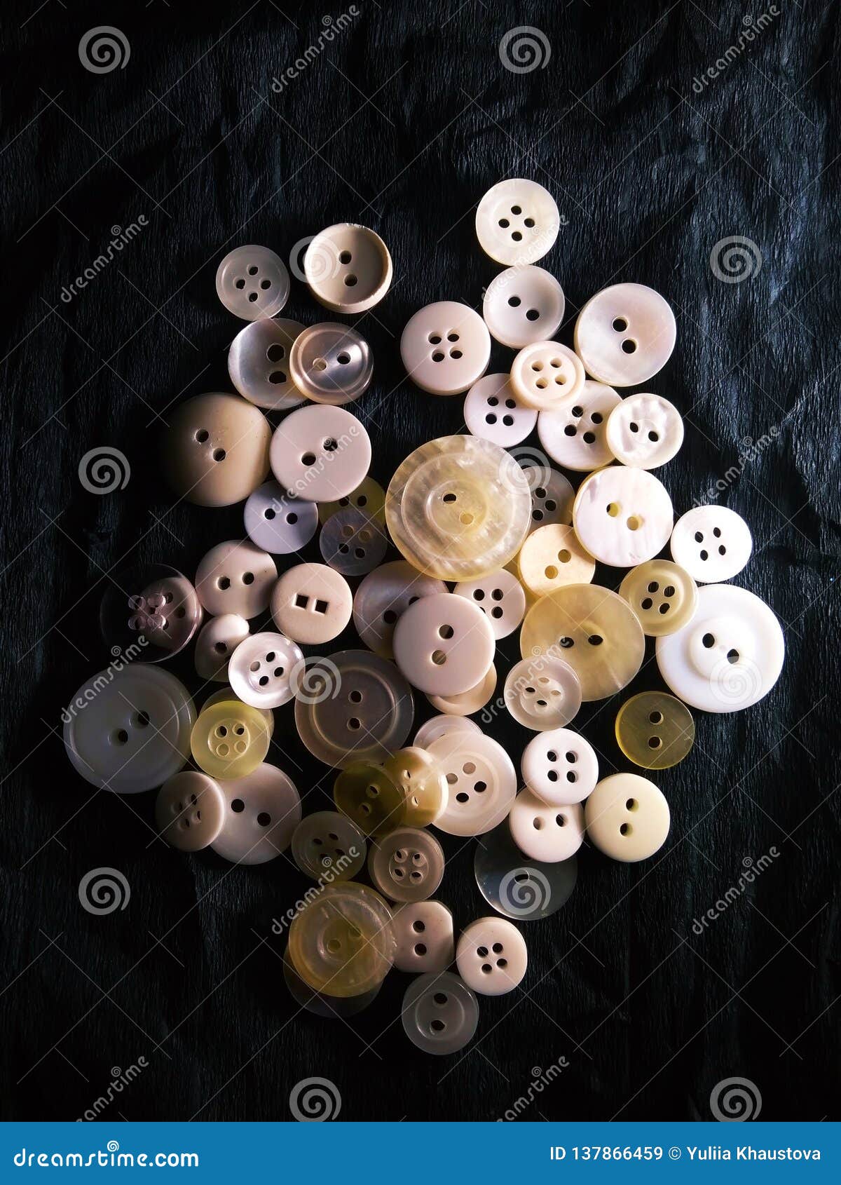 Big and Small Colored Buttons on Black Stock Image - Image of accessory ...