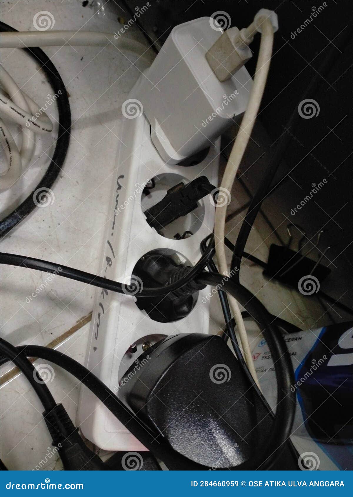 A Collection of Cables in One Socket Editorial Stock Image - Image of ...