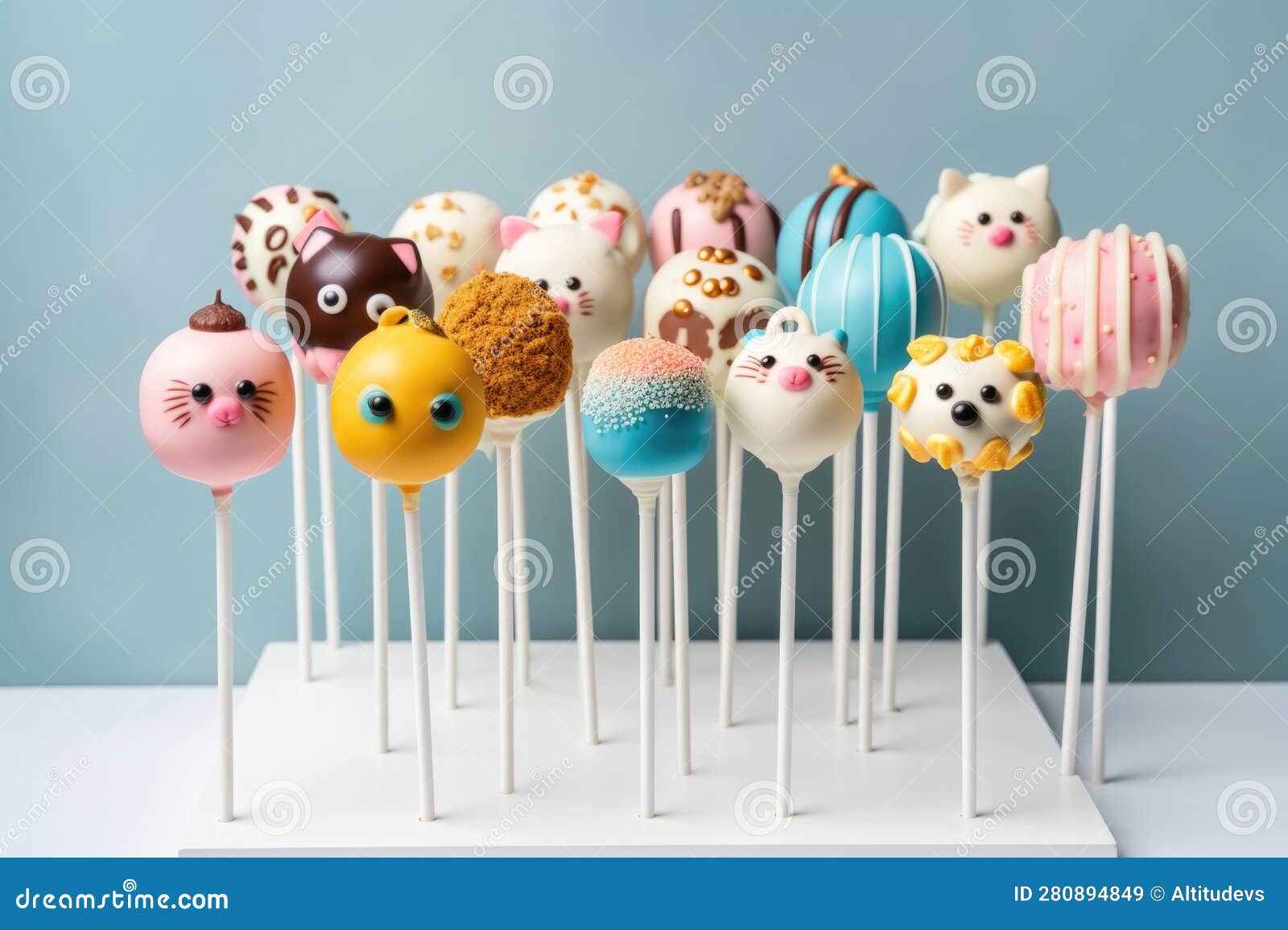 Collection of Cake Pops Ready for a Birthday Party, Each One with ...