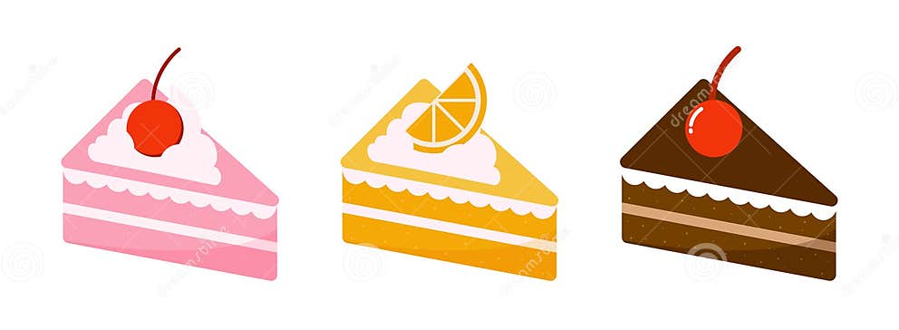Collection of Cake Slices Vector Element on White Background. Stock ...