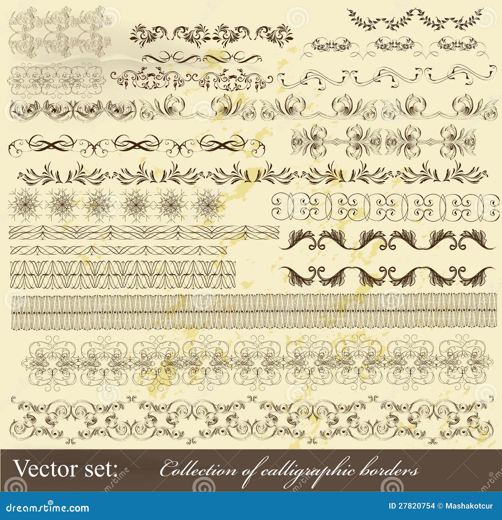 Collection of Calligraphic Borders Stock Vector - Illustration of label ...