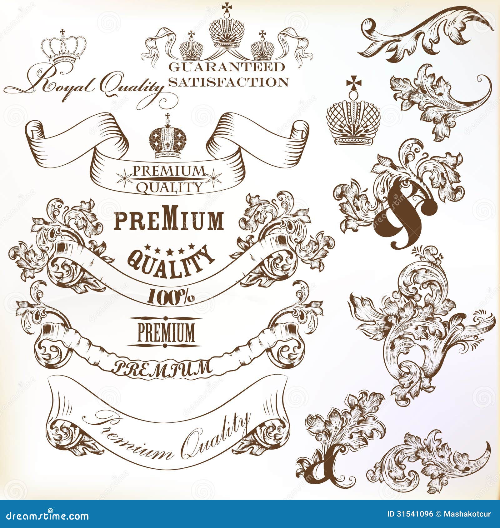 Collection of Calligraphic Decorative Vector Elements Stock Vector ...