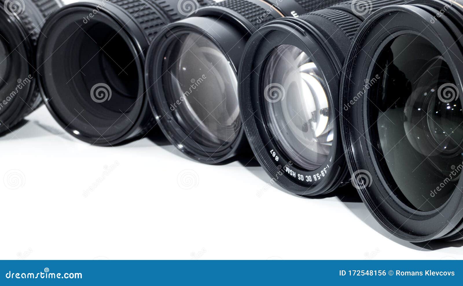 Collection of Camera Lens Isolated on White Background Stock Photo ...