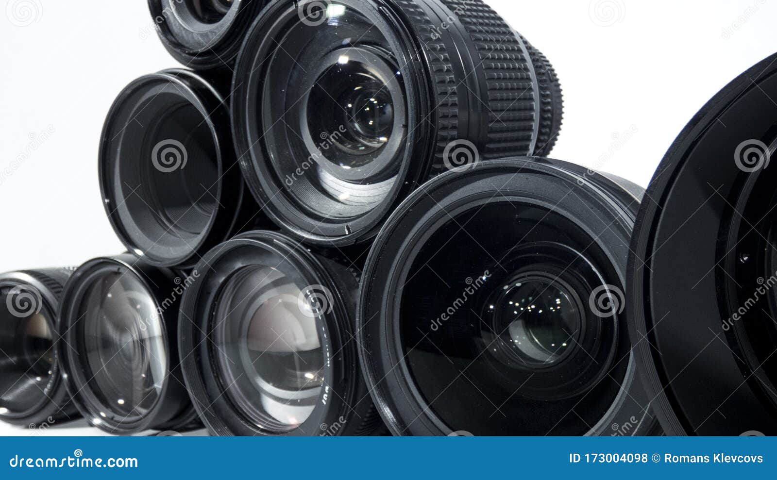 Collection of Camera Lens Isolated on White Background Stock Photo ...