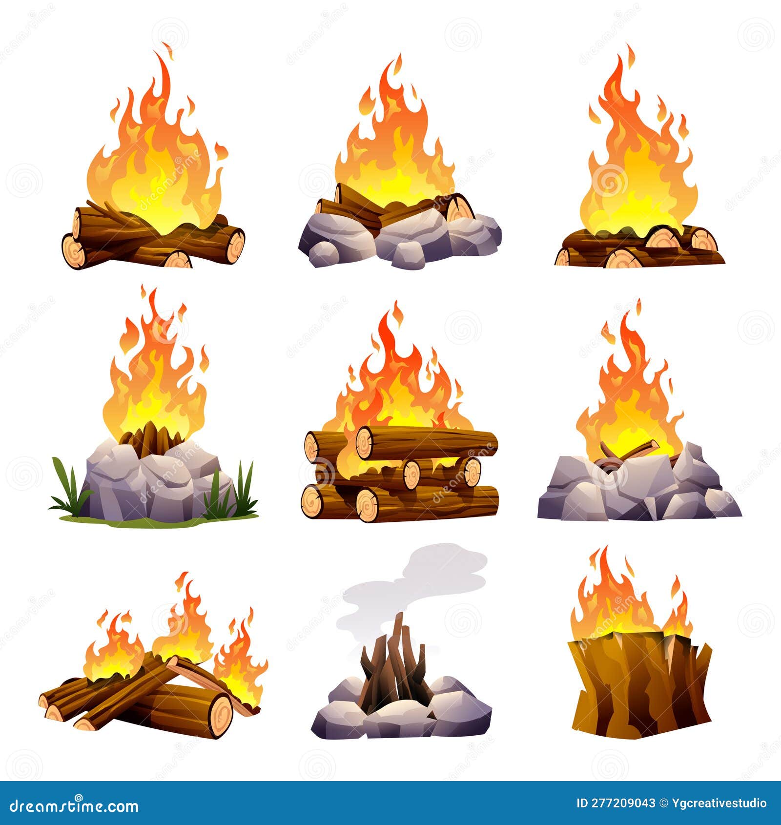 Collection of Campfire in Different Types Stock Vector - Illustration ...