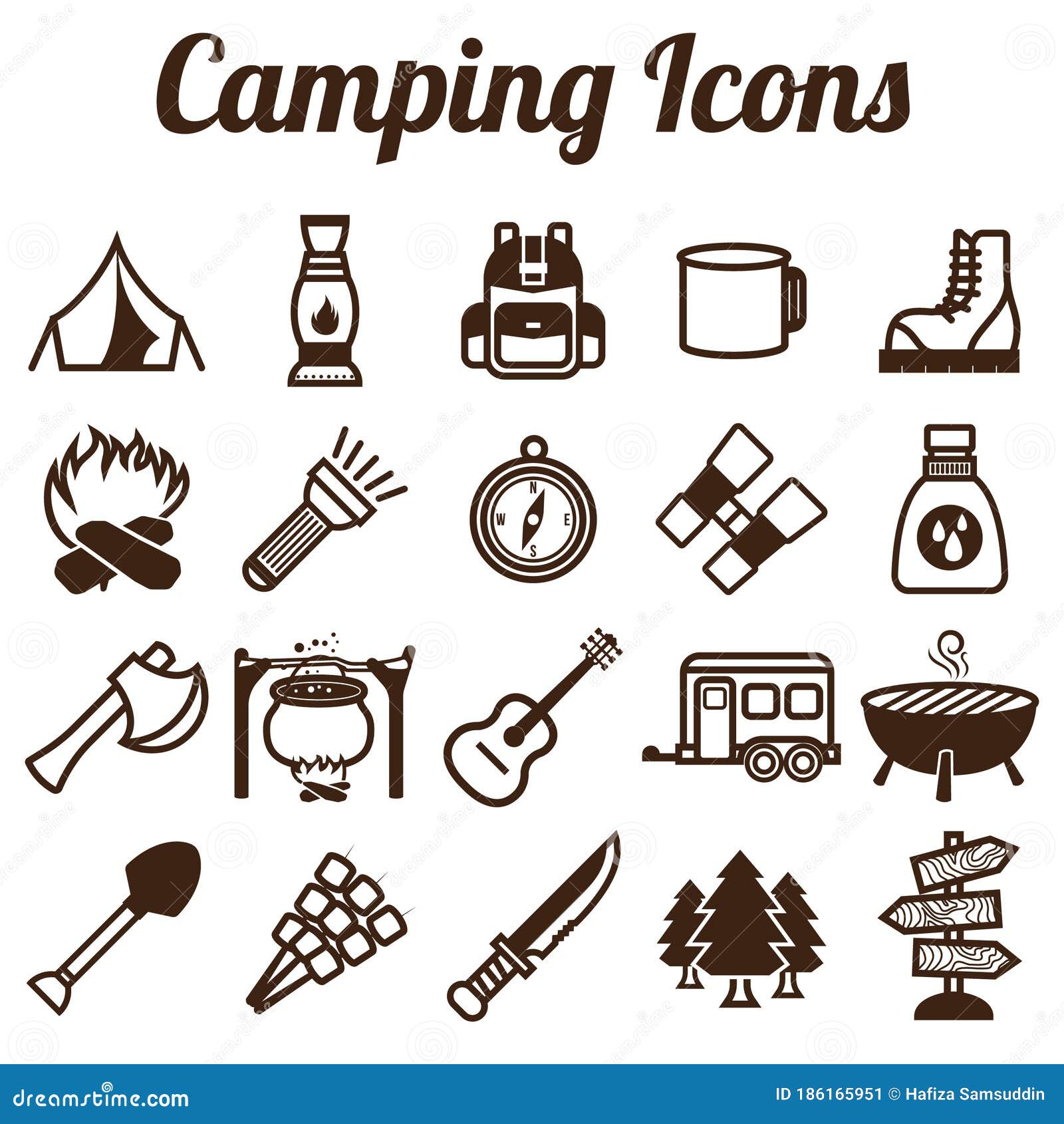 Collection of Camping Icons. Vector Illustration Decorative Design ...