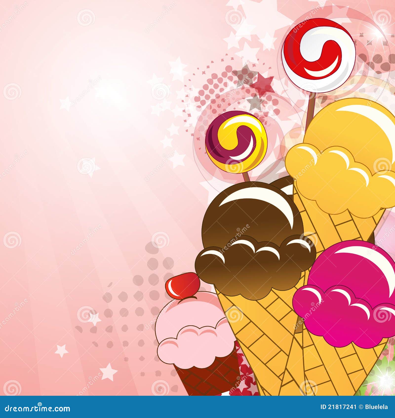 Collection Of Candy, Ice Cream, Cup Cakes And Loll Cartoon Vector ...
