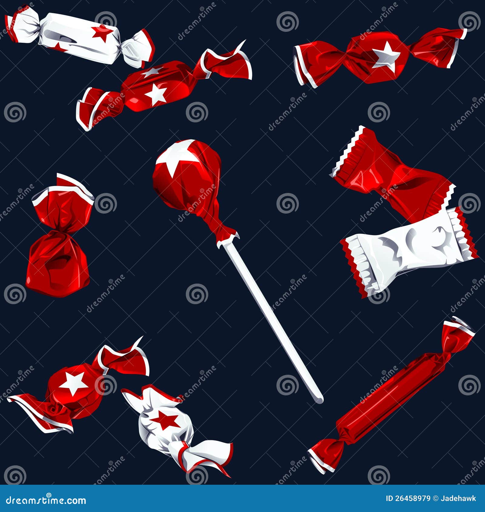 Collection of Candy in Shiny Wrappers Stock Vector - Illustration of ...