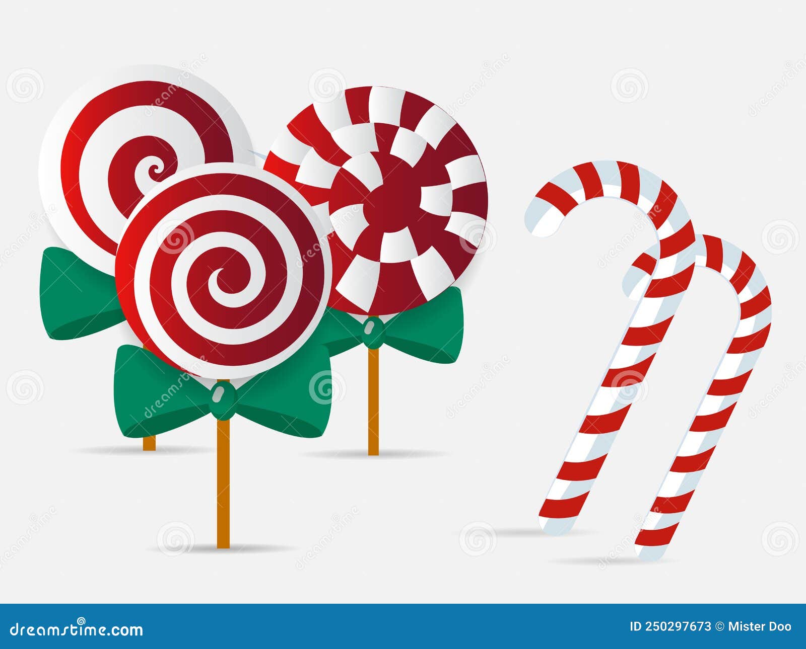 Collection of Candy Stick Cartoon Design Background. Pack of Christmas ...