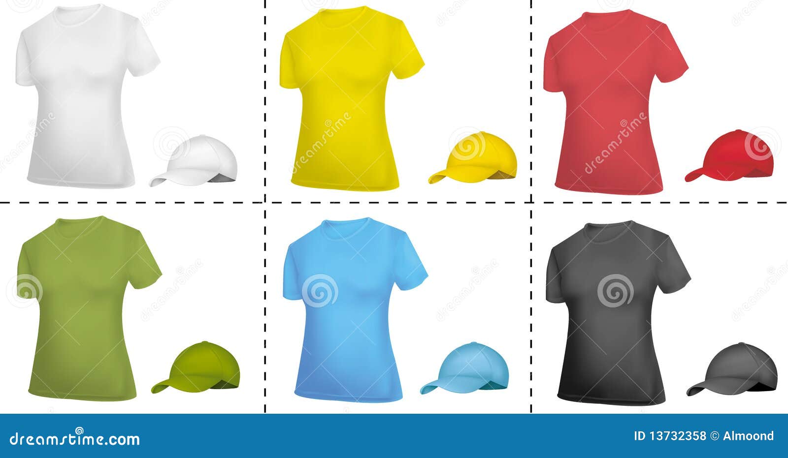 Collection of Cap and T-shirt Templates (women). Stock Vector ...