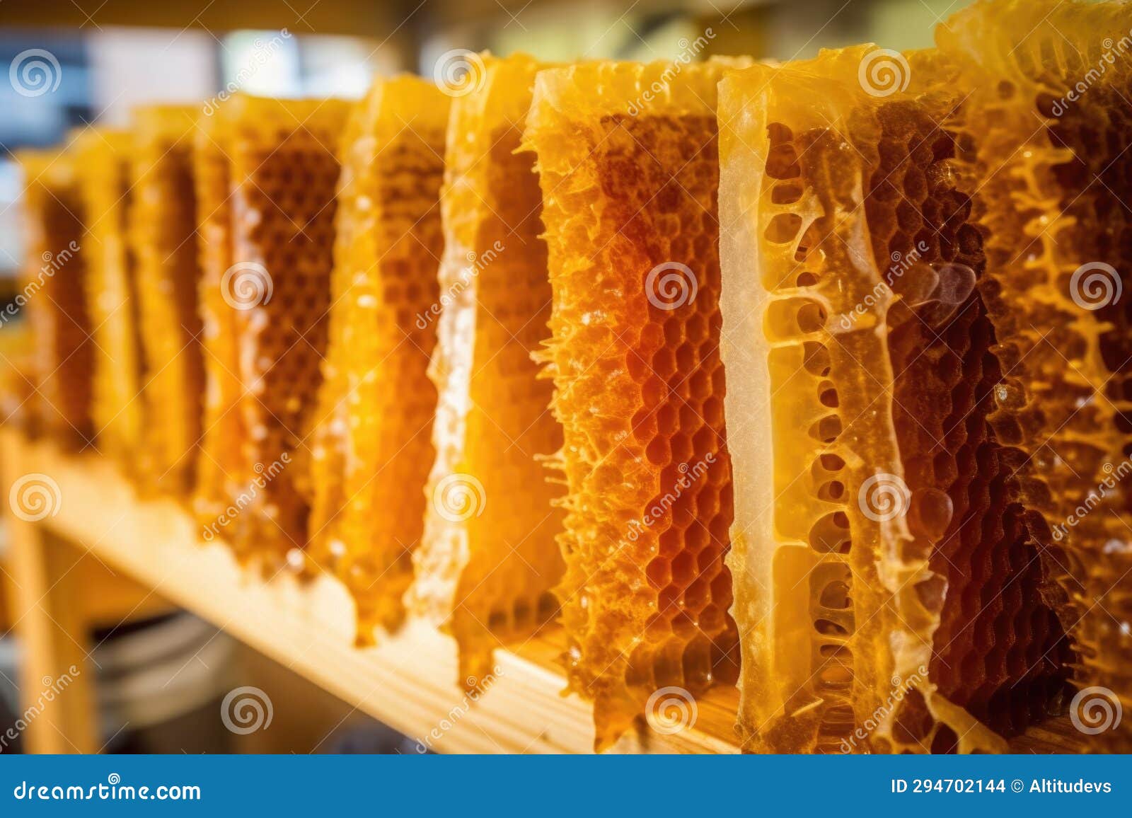 Collection of Capped Honeycomb Frames Waiting Extraction Stock Photo ...