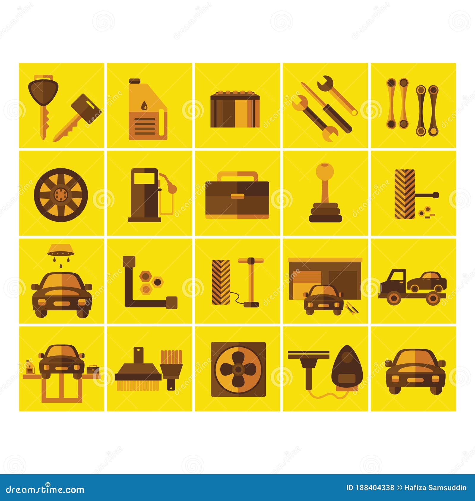 Collection of Car Related Objects. Vector Illustration Decorative ...