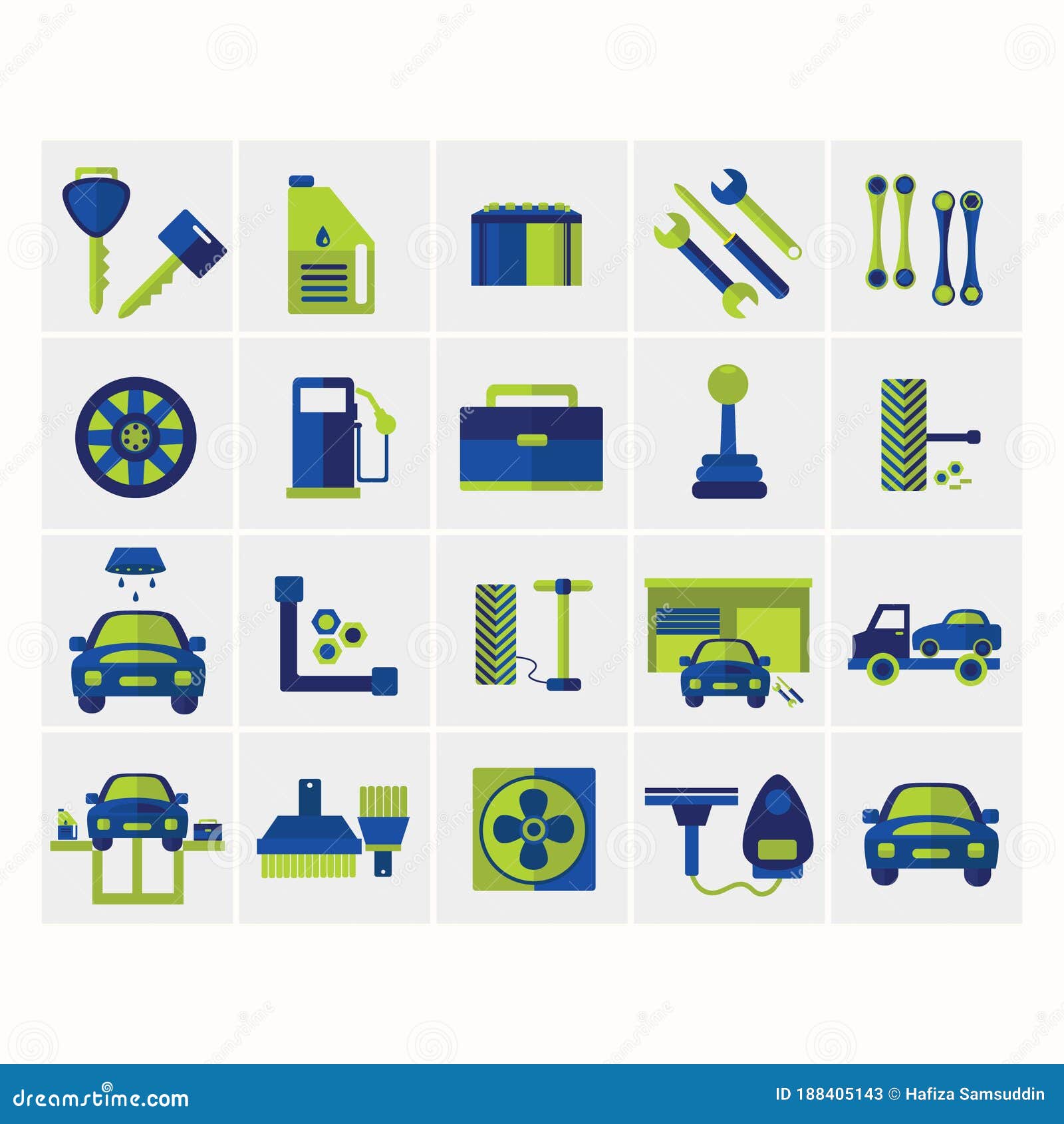 Collection of Car Related Objects. Vector Illustration Decorative ...