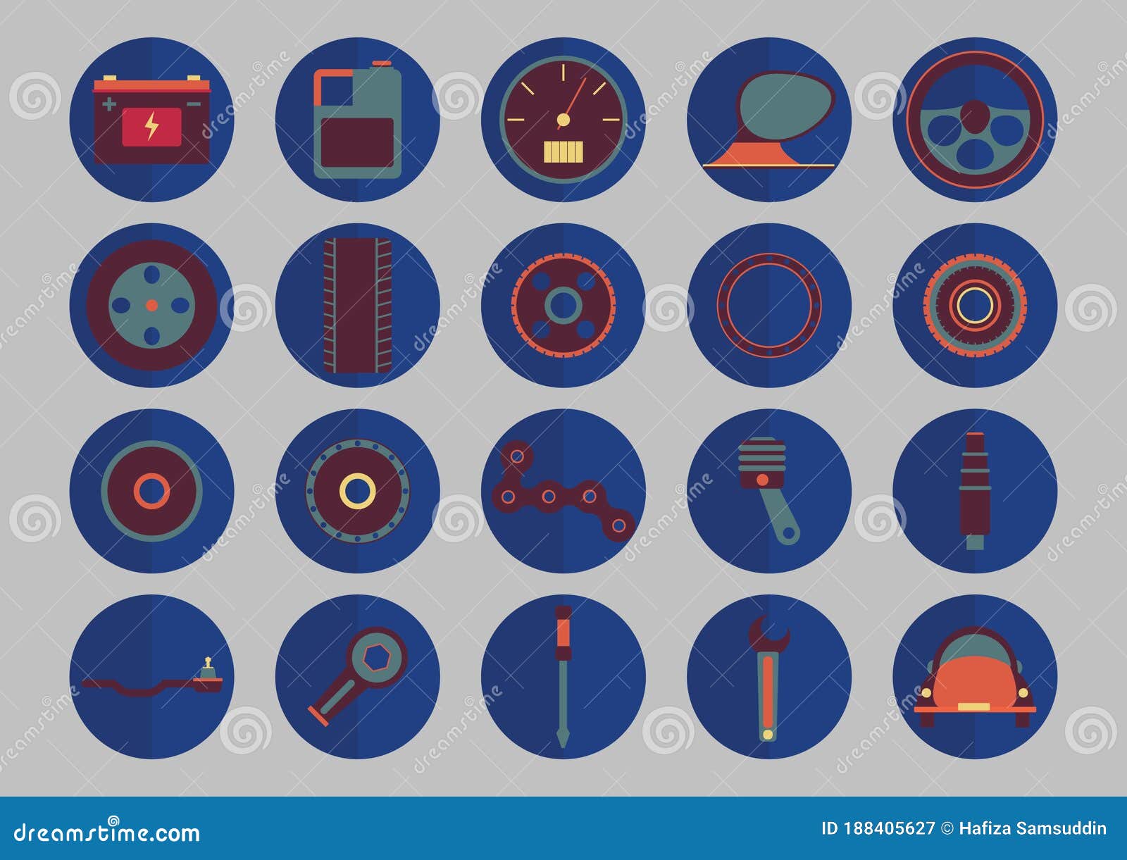 Collection of Car Related Objects. Vector Illustration Decorative ...