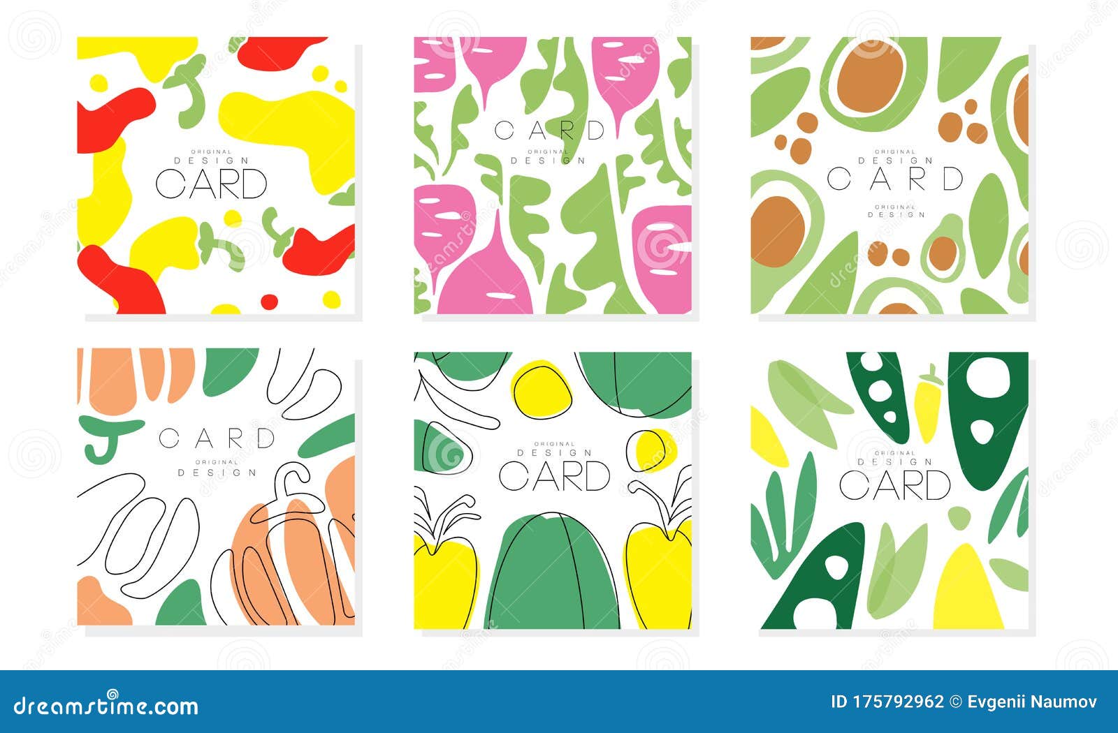 Collection of Cards with Vegetables Pattern, Healthy Food Design ...