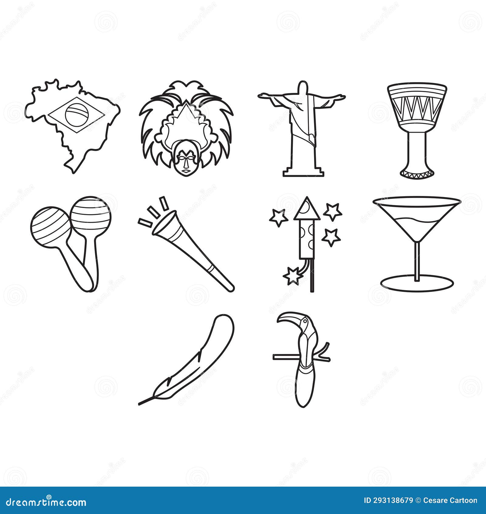 Carnival of rio icon set stock illustration. Illustration of toucan ...