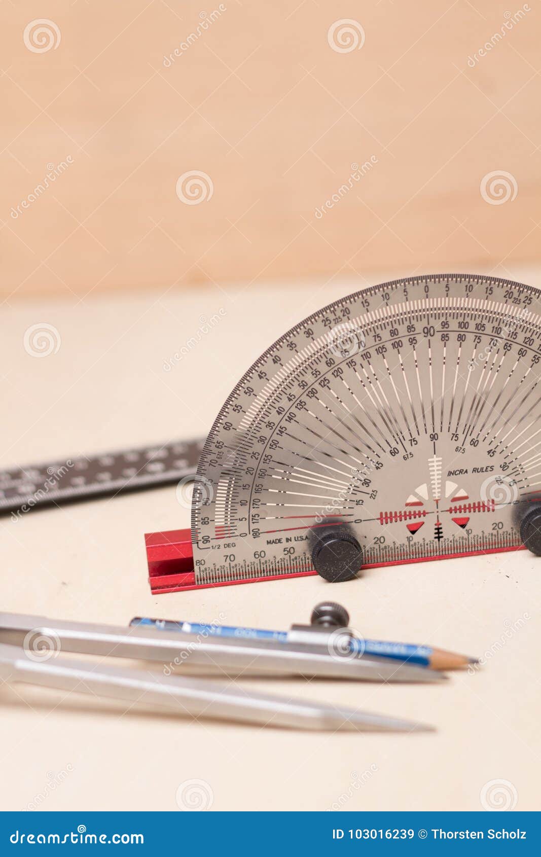 Carpenter Tools Circular Measure Stock Image - Image of wooden, working ...