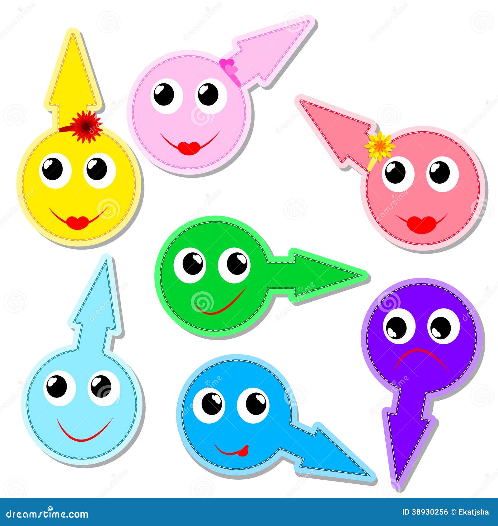 Collection of the Cartoon Arrows with Faces Stock Vector - Illustration ...