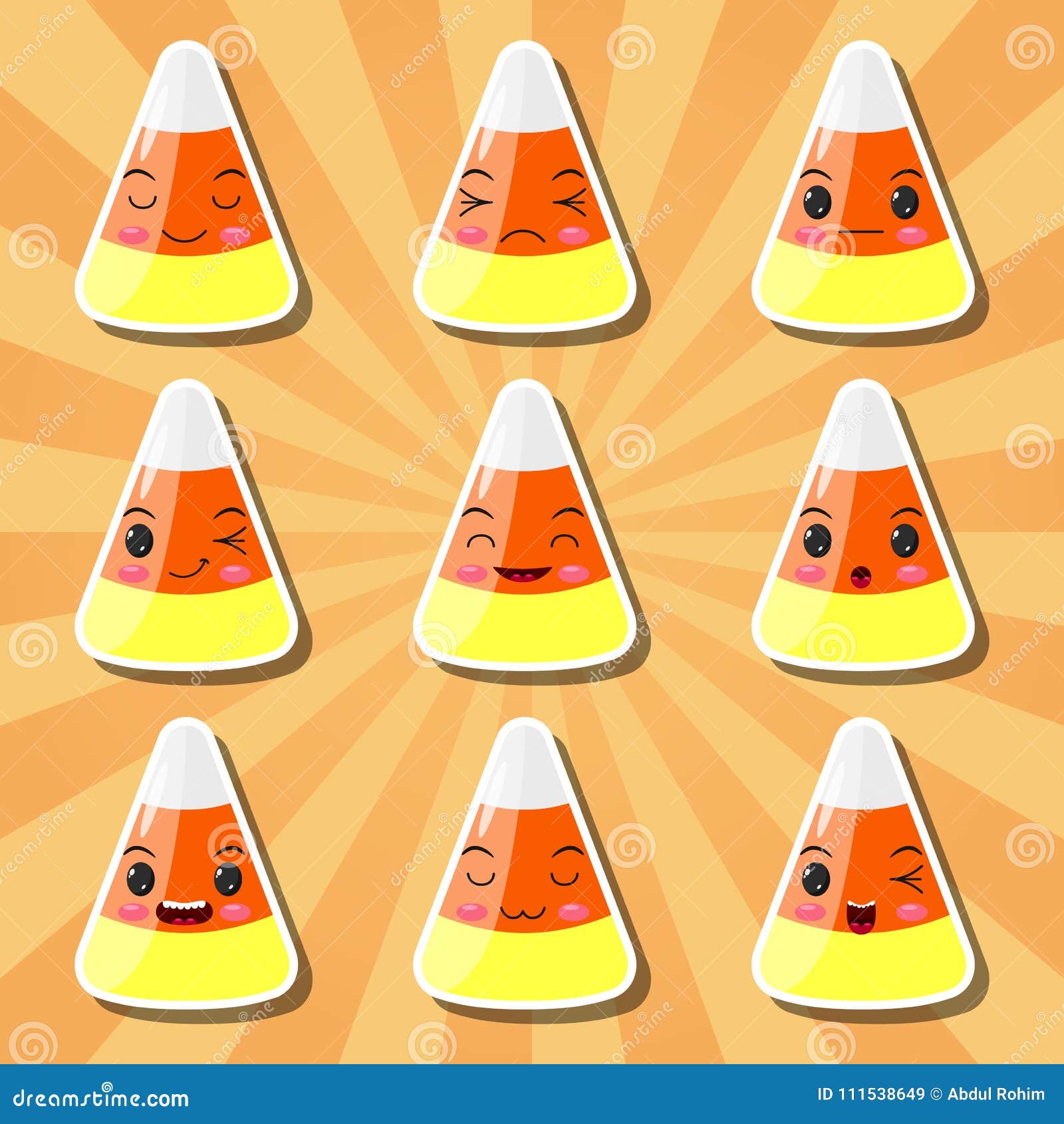 Collection of Cartoon Candy Corn Smileys Stock Vector - Illustration of ...