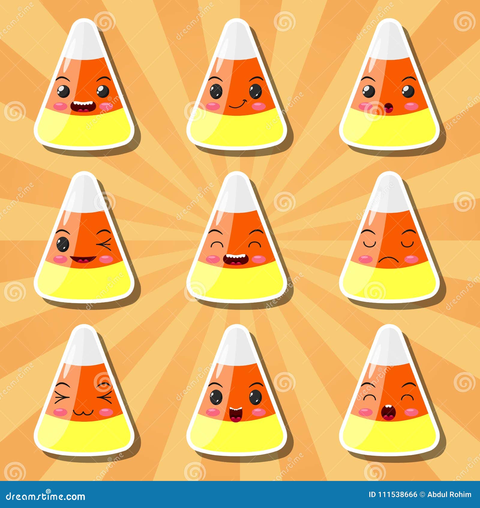 Collection of Cartoon Candy Corn Smileys Stock Vector - Illustration of ...