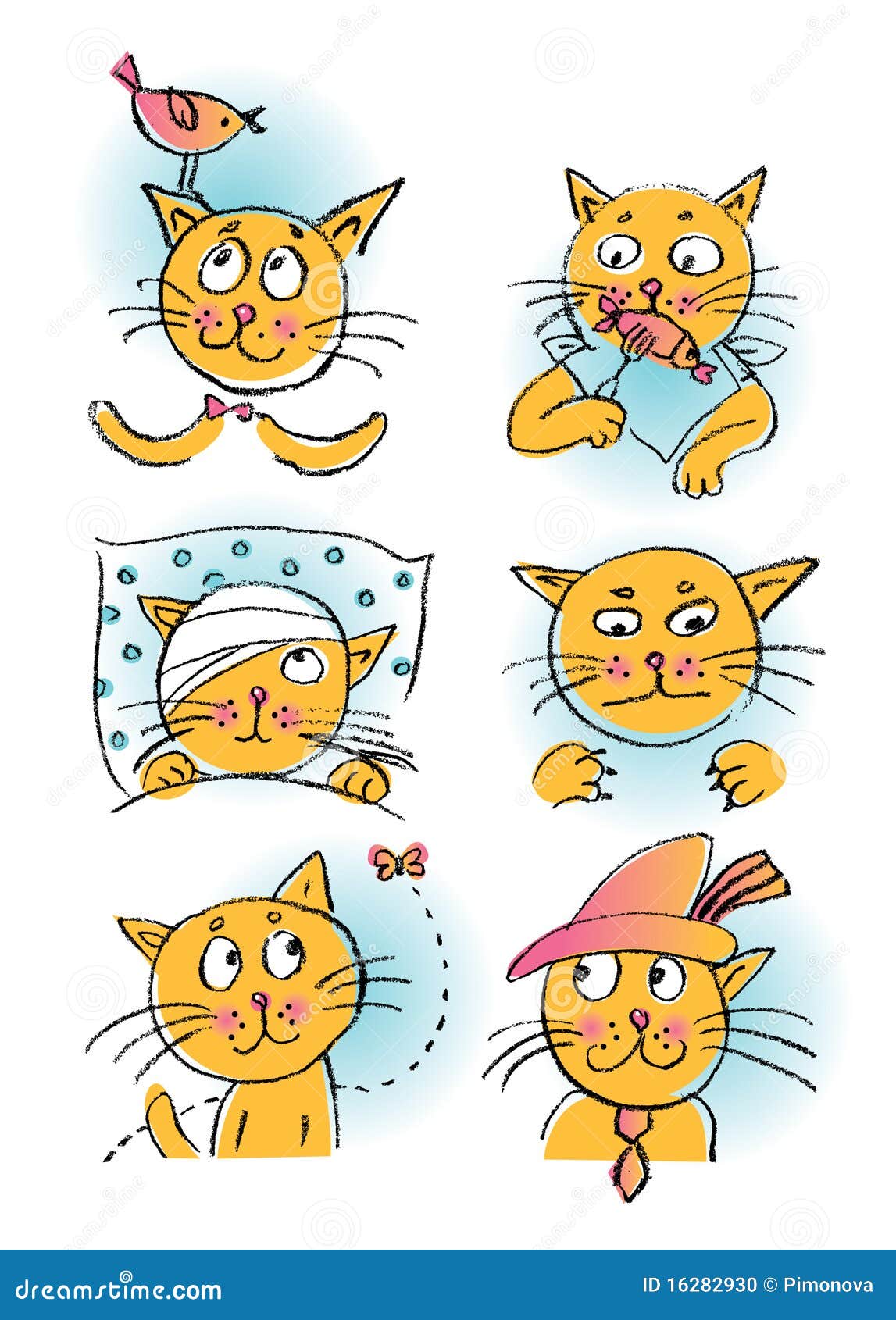 Collection of cartoon cats stock illustration. Illustration of cats ...