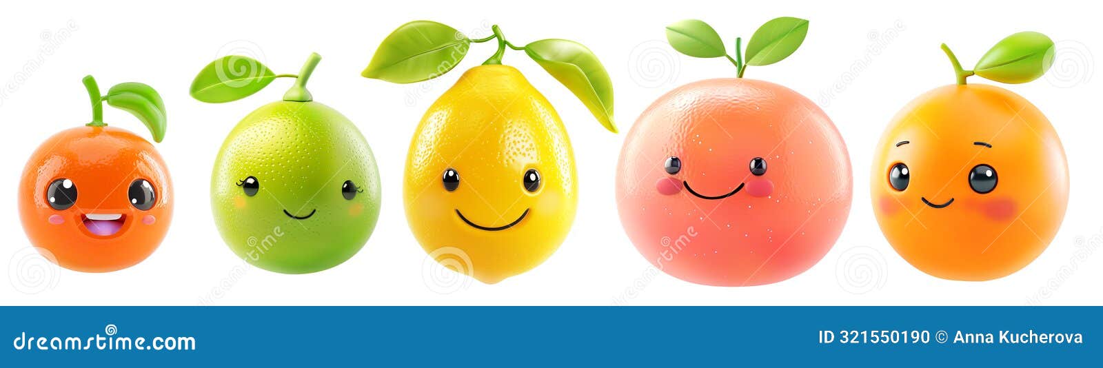 Collection of Cartoon Citrus Fruit Characters Stock Illustration ...