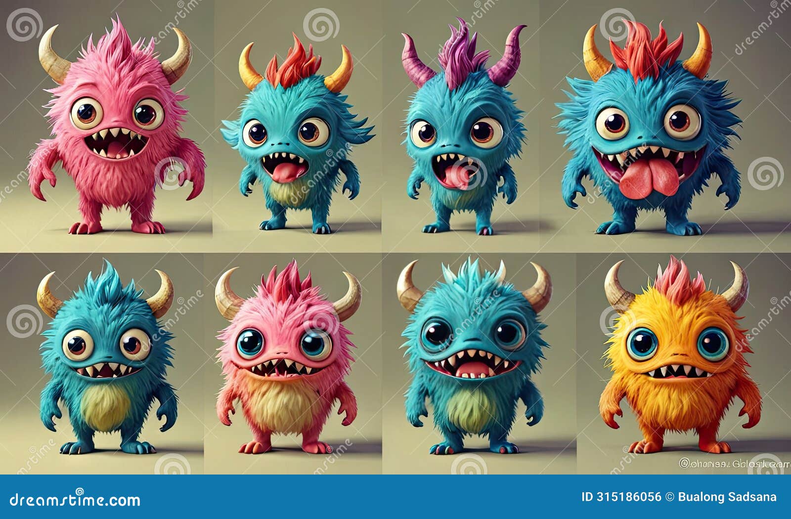 A Collection of Cartoon Creatures are Shown in Various Stages of ...
