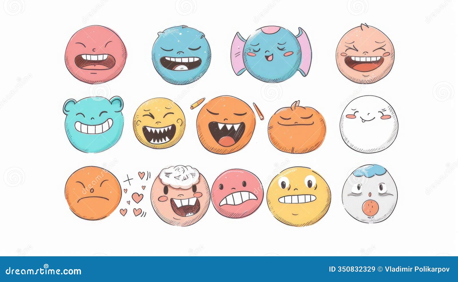 Collection of Cartoon Faces Showing Different Emotions, Suitable for ...
