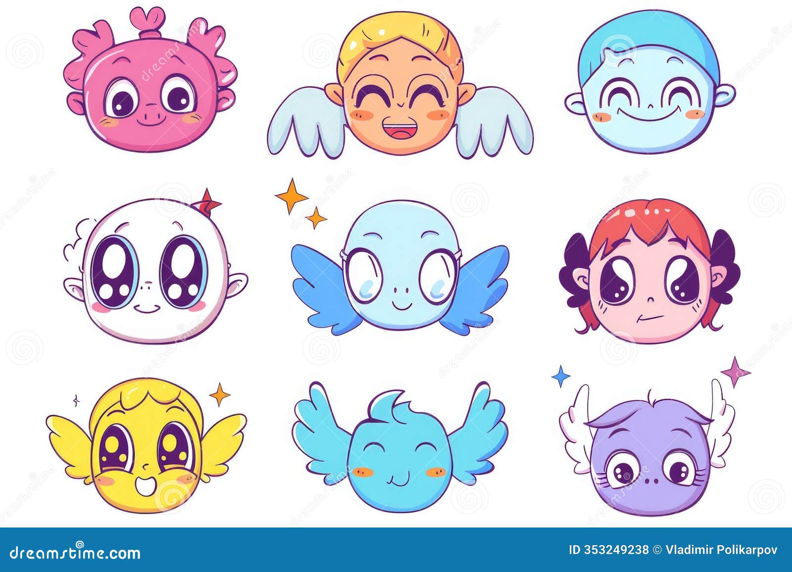 A Collection of Cartoon Faces Showing Different Emotions, Suitable for ...